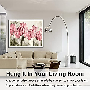 BAISITE Paint by Numbers for Adults Beginners and Kids,16" Wx20 L Canvas Pictures Drawing Paintwork with 4 Pcs Wooden Paintbrushes,Acrylic Pigment Poppy Flowers-BSC012