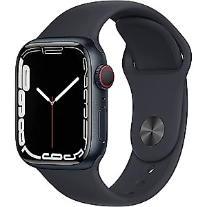 Apple Watch Series 7 (GPS + Cellular, 41mm) Midnight Aluminum Case with Midnight Sport Band, Regular (Renewed)