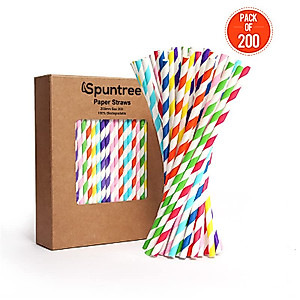 200 Kraft multiple color Biodegradable co-Friendly Biodegradable Paper Drinking Straws Bulk for Party Supplies