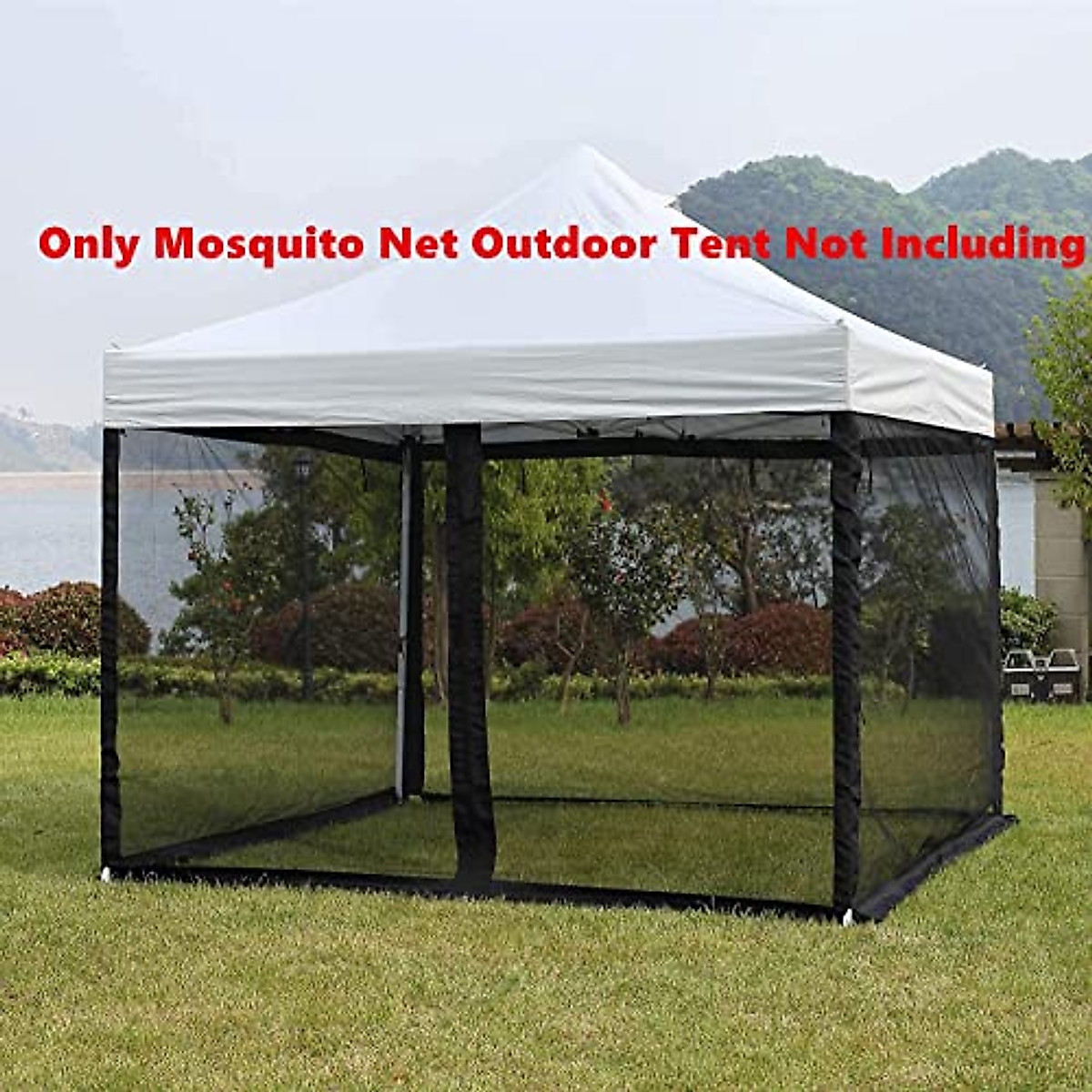 Mosquito Net for Outdoor Patio and Garden, Screen House for Camping and Deck, Gazebo Screenroom, Zippered Mesh Sidewalls for 10x 10' Gazebo (Black)