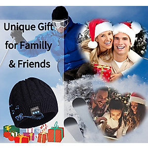 Bluetooth Beanie Hat Unique Gifts for Men Women - Wireless Music Hats Winter Knitted Cap - Unisex Stretchy Daily Hat Built-in Stereo Speakers Microphone, Ideas Gift for Girls Boys Teen Dark Black