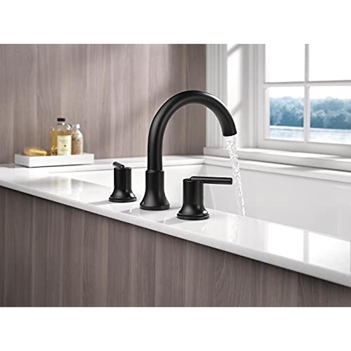 Delta Faucet Trinsic Matte Black Roman Tub Faucet, Matte Black Tub Faucet, Roman Bathtub Faucet, Roman Tub Faucet Black, Matte Black T2759-BL (Valve Not Included)