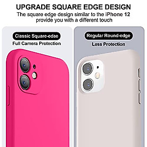 Vooii Compatible with iPhone 11 Case, Upgraded Liquid Silicone with [Square Edges] [Camera Protection] [Soft Anti-Scratch Microfiber Lining] Phone Case for iPhone 11 6.1 inch - Hot Pink
