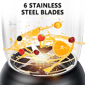 Bear Blender, 700W Smoothie Countertop Blender with 40oz Blender Cup for Shakes and Smoothies, 3-Speed for Crushing Ice, Puree and Frozen Fruit with Autonomous Clean