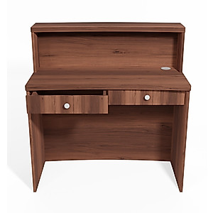 UGOS Mono Walnut Modern Reception Desk w/Transaction Counter | Laminate Desktop | Multifunctional Standing Front Desk for Home, Office, Salon, Spas, and Lobby 47 inch (120 cm)