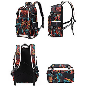 YUNZYUN Basketball Player Kobe Multifunction Backpack Travel Student Laptop Fans Bookbag For Men Women (Red - 3)