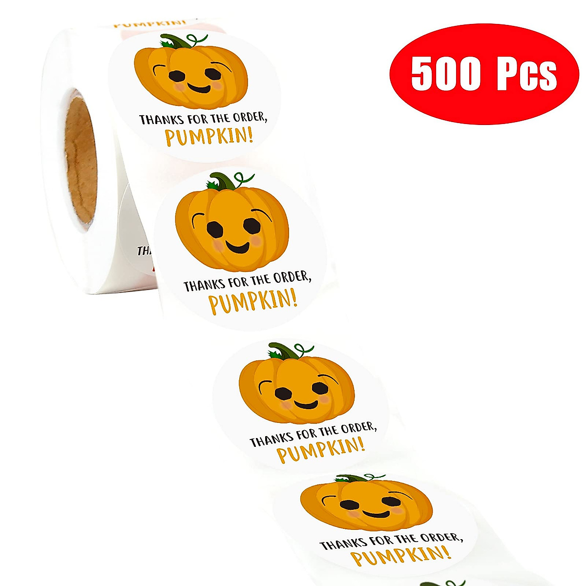WRAPAHOLIC Gift Stickers - Jack-O-Lantern Design Sticker, Thank You Business Stickers for Holiday/Party Decoration and Gift Wrap - 2 x 2 Inch 500 Total Labels