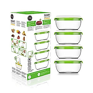FOSA Vacuum Seal Food Storage System Reusable Small Containers, 4 pack, 20oz with size 2.87 x 5.31inch (Vacuum Pump not Included)