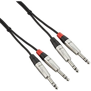 Hosa HSS-020X2 20ft Dual REAN 1/4 inch TRS to Same Pro Stereo Interconnect Cable