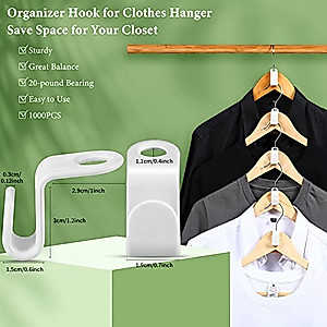 Clothes Hanger Connector Hooks Plastic Hanger Extender Clips White Clothes Hanger Connector Hooks Closet Hangers Heavy Duty Space Saving Cascading Connection Hooks for Clothes Closet (1000 Pieces)