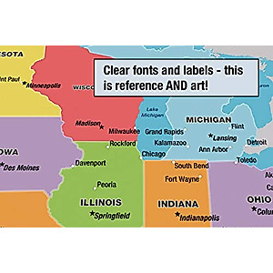 Laminated United States Scholar Map Poster | Educational Elementary School Version | Easy-to-Read Large Labels | 36” x 24” | Shipped in a Tube, Not Folded | Great for The Home or Classroom