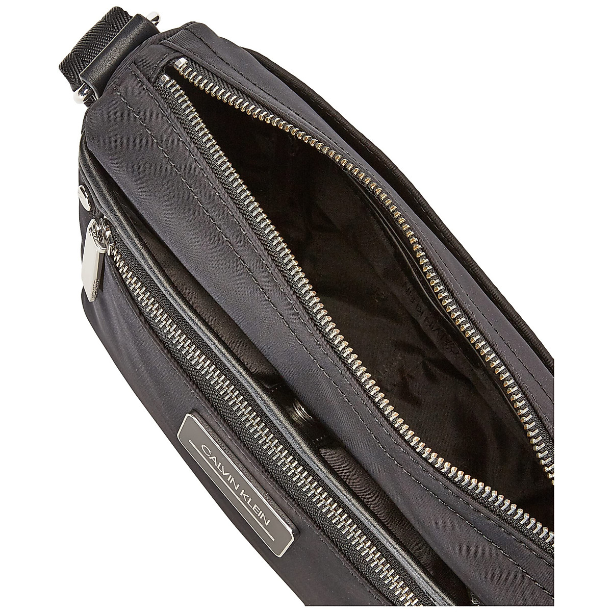 Calvin Klein Sussex Nylon Top Zip Crossbody, Black/Silver