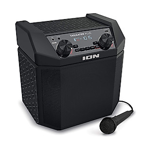 ION Audio Tailgater Plus - 50W Portable Outdoor Wireless Bluetooth Speaker with 50 Hour Battery, Microphone, Radio and USB Charging