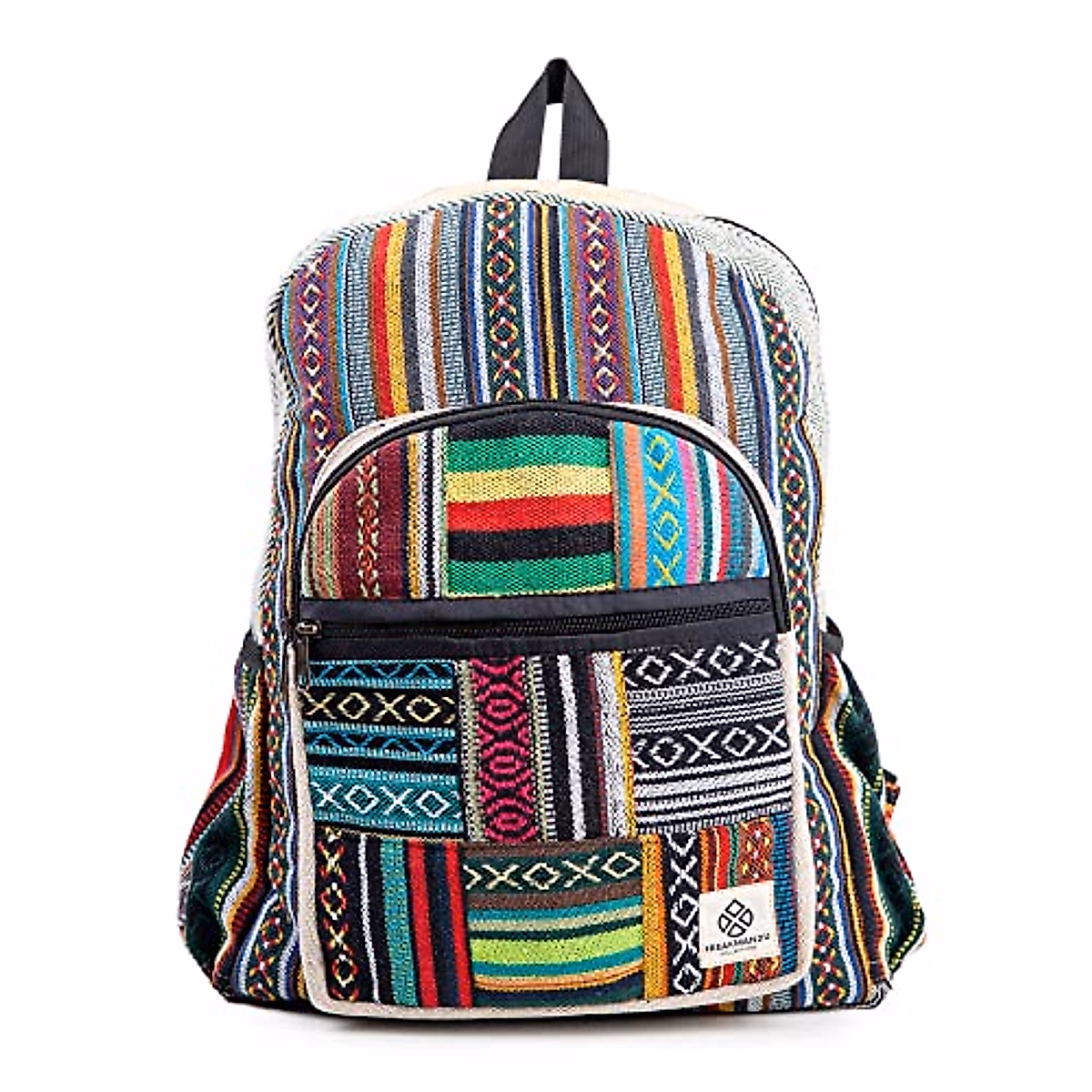 Large Hemp Backpack Bag - Multi Functional Pocket Knapsack Eco Friendly Unisex Hiking Casual Daypack Bag Durable Rucksack by Freakmandu