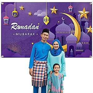 Ramadan Mubarak Decorations Ramadan Banner Eid Backdrop Background for Eid Al-fitr Party Decorations Supplies