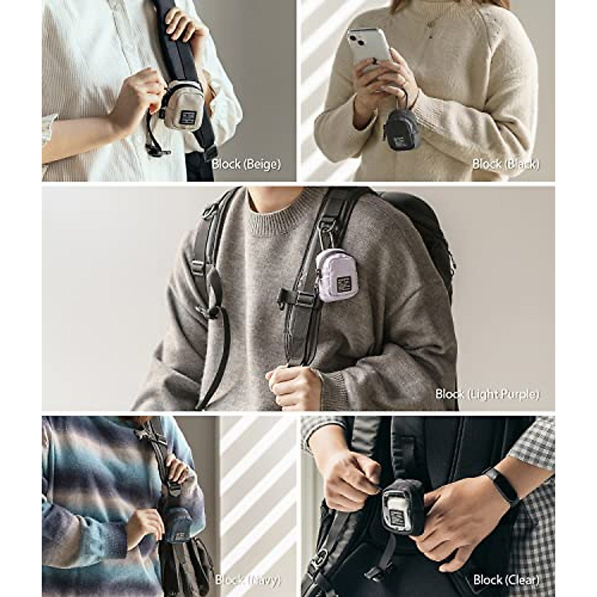 Ringke Mini Pouch [Block] Nylon Carrying Pouch Small Bag for AirPods, Galaxy Buds, Earphones, Cards, ID - Black