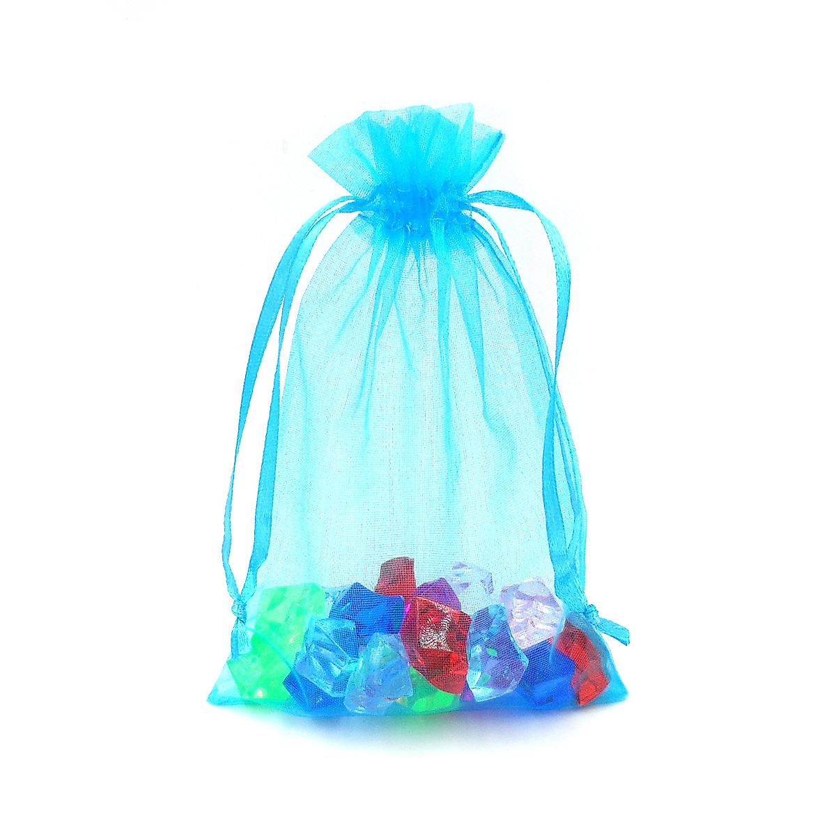 ATCG 100pcs 6x9 Inches Drawstring Organza Pouches Wedding Party Favor Gift Candy Bags (Aqua Blue)