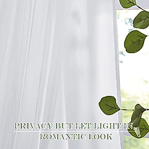 NICETOWN White Backdrop Curtains Overlapped with Tulle Backdrop Background Wall Drapes for Holiday Video Parties Weddings Baby Birthday Party Bridal, Space Divider (5' W x 8' L, 2 Pieces)