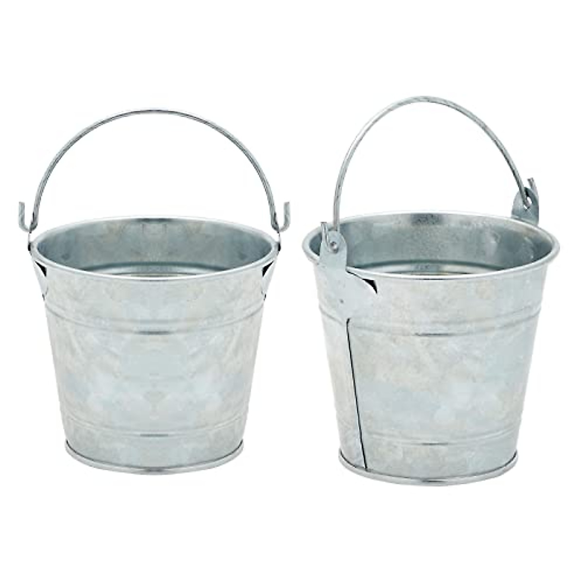 6 Pack Small Galvanized Metal Buckets with Handles, Mini Tin Pails for Party Favors, Succulents, Rustic Home Decor (3 in)