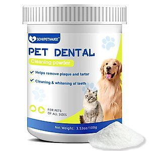 Pet Teeth Cleaning & Dental Care Powder for Dogs& Cats, Removes Plaque, Tarter & Freshens Breath, 50 Scoops (100g/3.53 oz)
