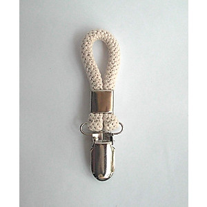 TREDONI 2 Tea Towel Clips - Cloth Hanger Holder Brackets - Braided Cotton Loop, Ivory