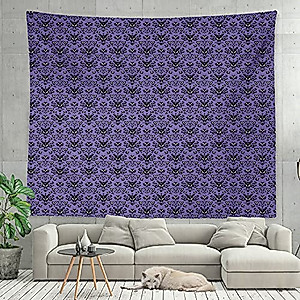 KULUSSY Funny Horror Tapestry Wall Hanging Halloween Haunted Mansion Mystic Skull Grim Ghosts Wall Decor Art Black and Purple Tapestries Aesthetic for Bedroom Living Room College Dorm (60x50 Inches