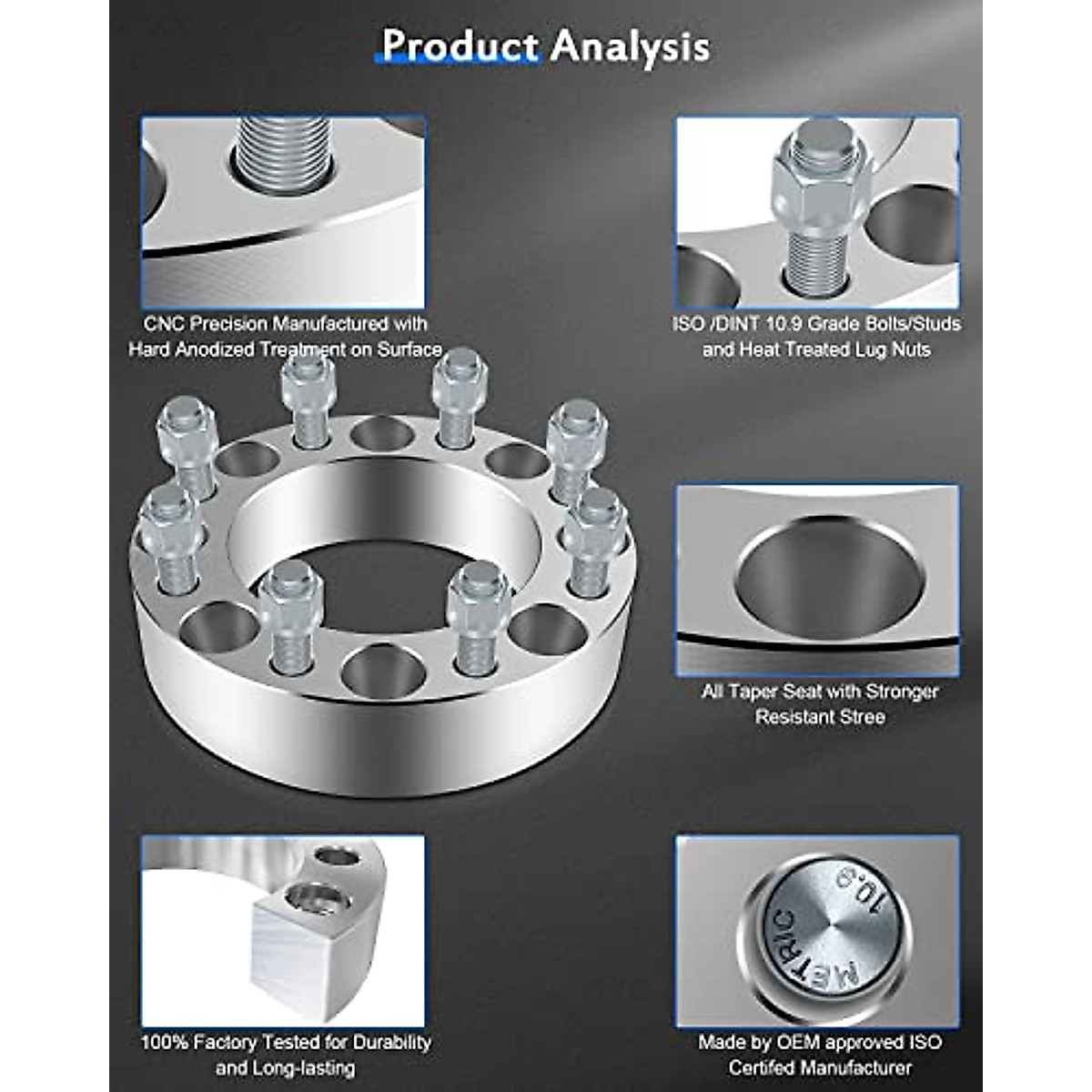 ECCPP 4pcs 8x170 Wheel Spacers 8 LUG 2" (50mm) 8x170mm to 8X170mm 125mm fits for 2003-2005 for Excursion || 2003-2018 for F-250 Super Duty for F-350 Super Duty with 14x1.5 Studs