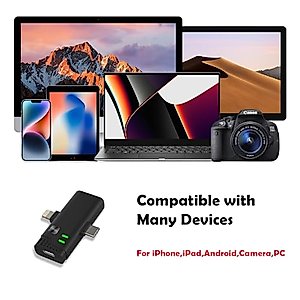 pebuwet Wireless Lavalier Microphone with Noise Cancellation,3-in-1 Receiver for iPhone/ipad/Android/Cameras for Video Recording,Interviews,Live Streaming,40H Working Time with Charging Case-Black