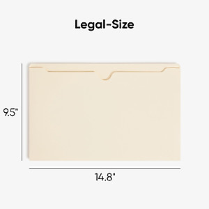 Smead File Jacket, Reinforced Straight-Cut Tab, 2" Expansion, Legal Size, Manila, 50 per Box (76560)