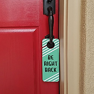 Graphics and More Be Right Back Teal with White Stripes Plastic Door Knob Hanger Sign