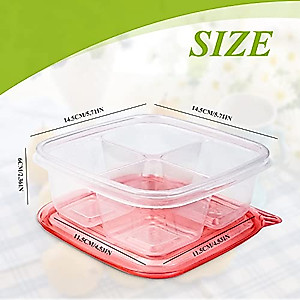 Bercoor 18 Pcs Reusable Bento Snack Food Containers, 4 Compartments Leakproof Food Prep Containers for School, Work and Travel