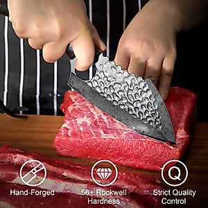 AllynX Boning Knife Hand Forged Viking Knife, japanese kitchen forged knife V2 with sheath for Meat Butcher, 5 Inch chef knives meat cleaver, outdoor Camping BBQ Slicing Cutting… (5.5)