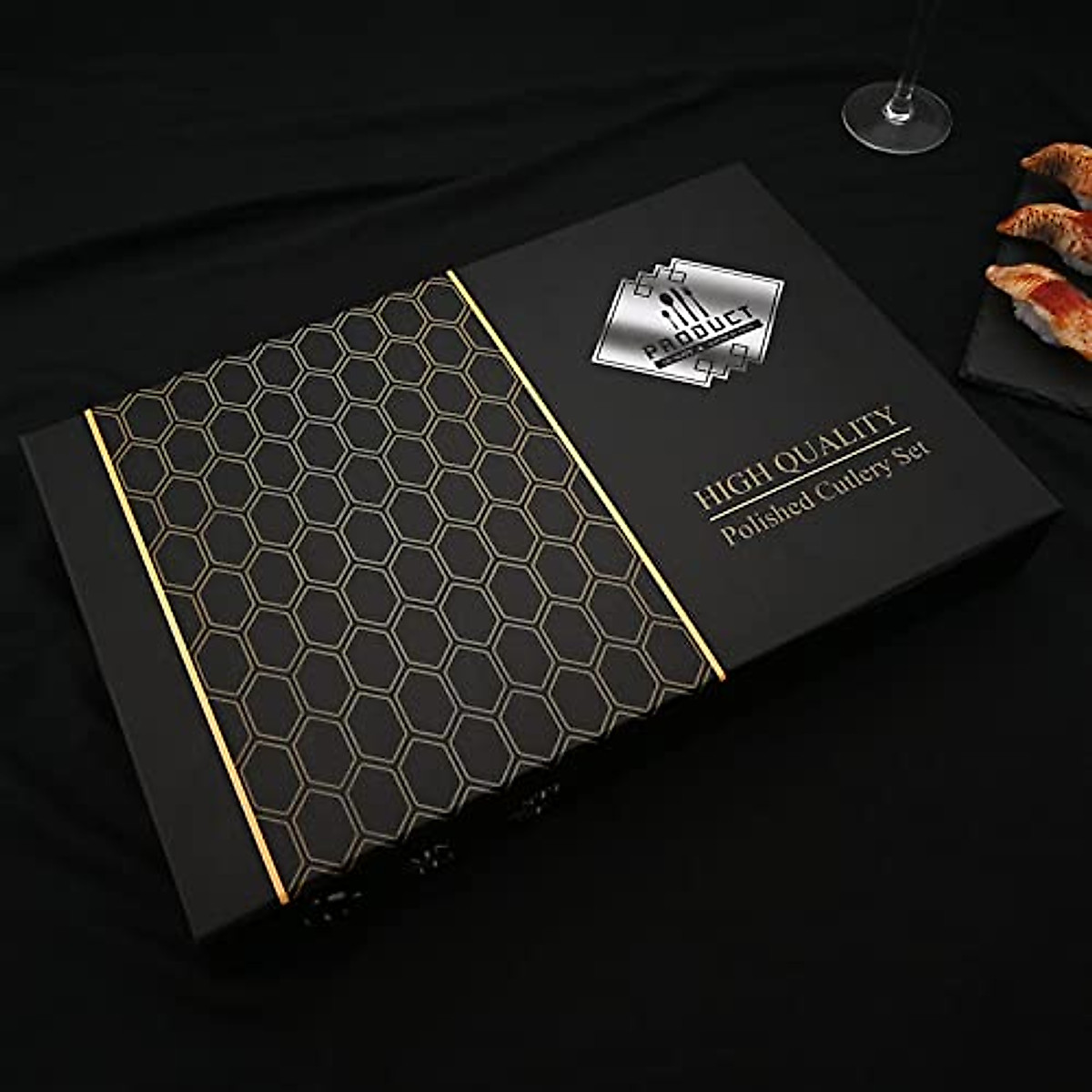 Uk_18_knife 24Pcs Rainbow Flatware Set Dinnerware Cutlery Set Stainless Steel Restaurant Silverware Tableware Steak (Color : Red Gold)