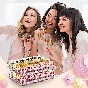 Hlukana (24 Pack x 15 Sets) Mini Cupcake Containers with 375 Pack Cupcake Liners, Plastic Cupcake Holder, Stackable Mini Cupcake Boxes Carrier, Clear Disposable Cupcake Trays, High Dome - MINI SIZE