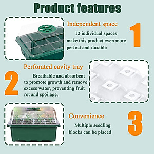 SPISFUD 10 Packs Seed Starter Tray , Humidity Dome with Seedling Starter Kits and Greenhouse Foundation Seed for Growing Starting( 120 Cell Trays)