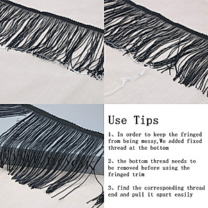 IDONGCAI 10 Yards Sewing Fringe Trim-6 inch Wide Tassel for DIY Craft Clothing and Dress Decoration (Black)