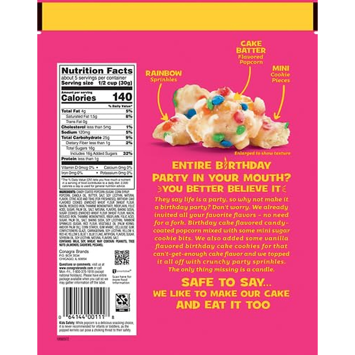CRUNCH 'N MUNCH Birthday Cake Flavored Popcorn Clusters, 5.5 oz.