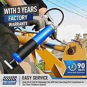 High Performance Heavy Duty Pistol Grip Grease Gun - Extra-Long 27 inch Heavy Duty Reinforced Flex Hose