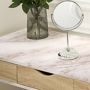 Homein Marble Contact Paper 17.5"×78.7", Peel and Stick Countertops Wallpaper Waterproof Self Adhesive Wall Paper Roll for Cabinets Drawers Kitchen Old Furniture, Modern Matte White/Gold