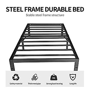 UNICOO - Metal Platform Bed Frame Heavy Duty Steel Slat/Anti-Slip Support/Easy Assembly/Mattress Foundation/Bed Frame/Noise Free/No Box Spring Needed (Twin)