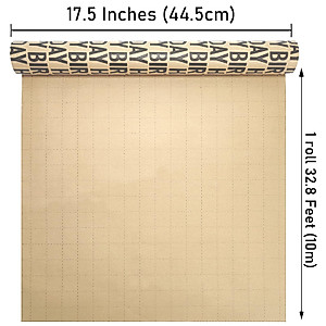 Win Change Birthday Wrapping Paper Rolls, Gift Happy Birthday Wrapping Paper Kraft Gift Birthday Design for Boys Men Women Girls Birthday 17 Inch X 33 Ft(Black,46.8 Sq.Ft.Ttl)