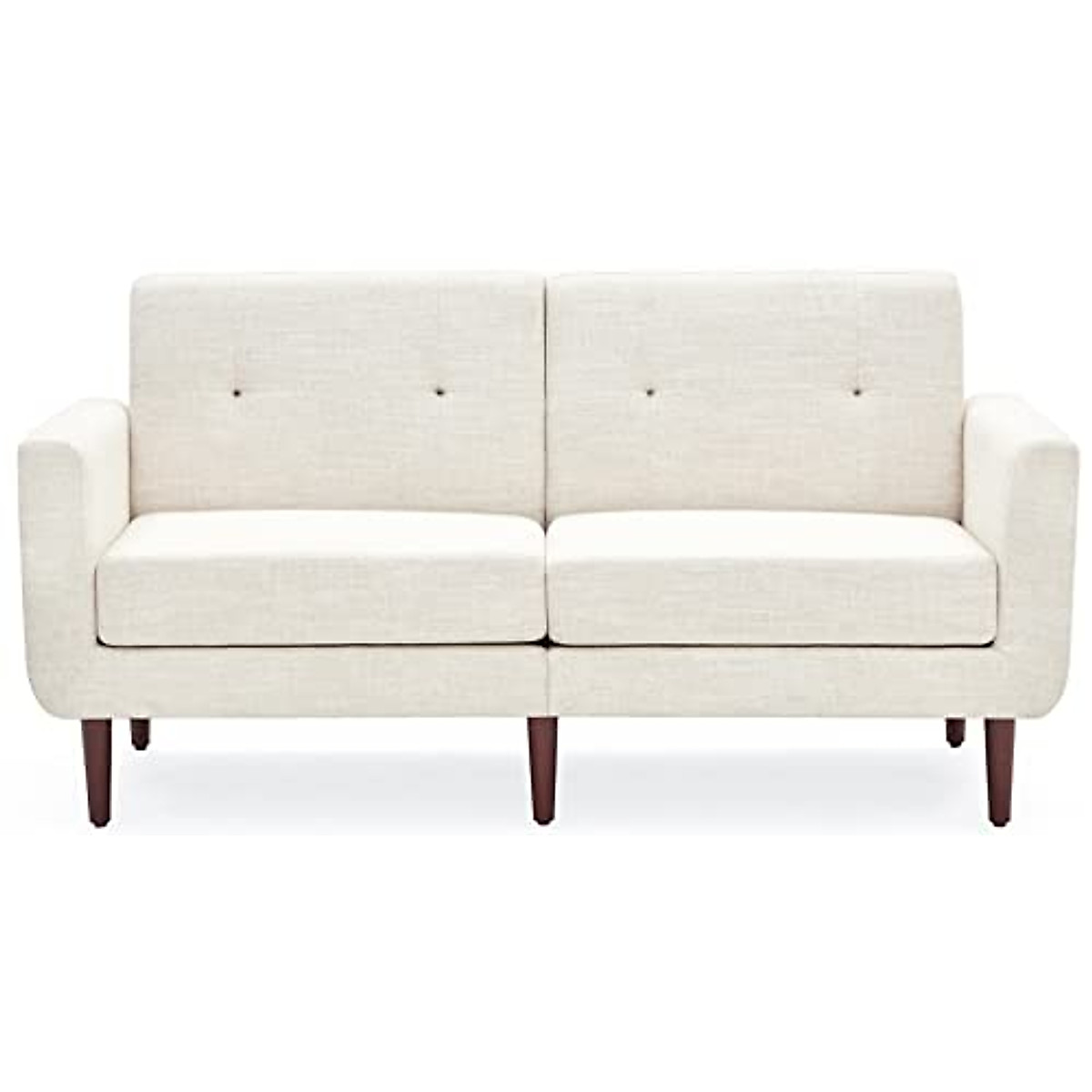 HUIMO 58” Loveseat, Modern Small Couch with Button Tufted Upholstered Fabric, Love Seat Couches for Living Room, Cream Love Seats Furniture for Bedroom, Office, Small Space, Small Apartment (Ivory)