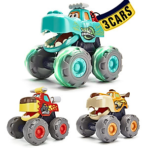 hahaland Toy Cars for 1-Year-Old Boy - Monster Truck Toy Friction Power Bull Cars for Babies Toddlers Boy Toys for Age 1-2 Pull Back Cars for Toddlers 1-3 Toys for 2 Year Old Boy