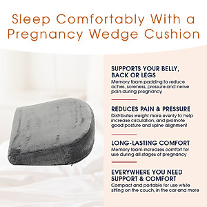 Cheer Collection Memory Foam Maternity Wedge Cushion | Pregnancy Pain Relief Belly Support Pillow with Removable Microplush Washable Cover