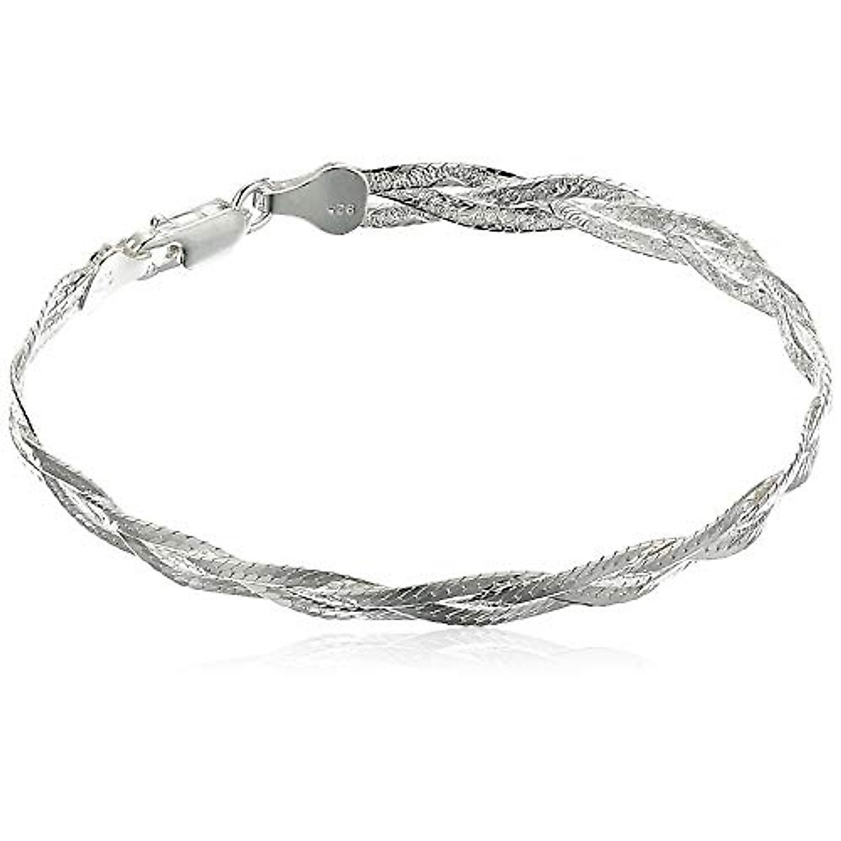 Amazon Collection 6mm Sterling Silver 7.25" Braided Patterned Bracelet