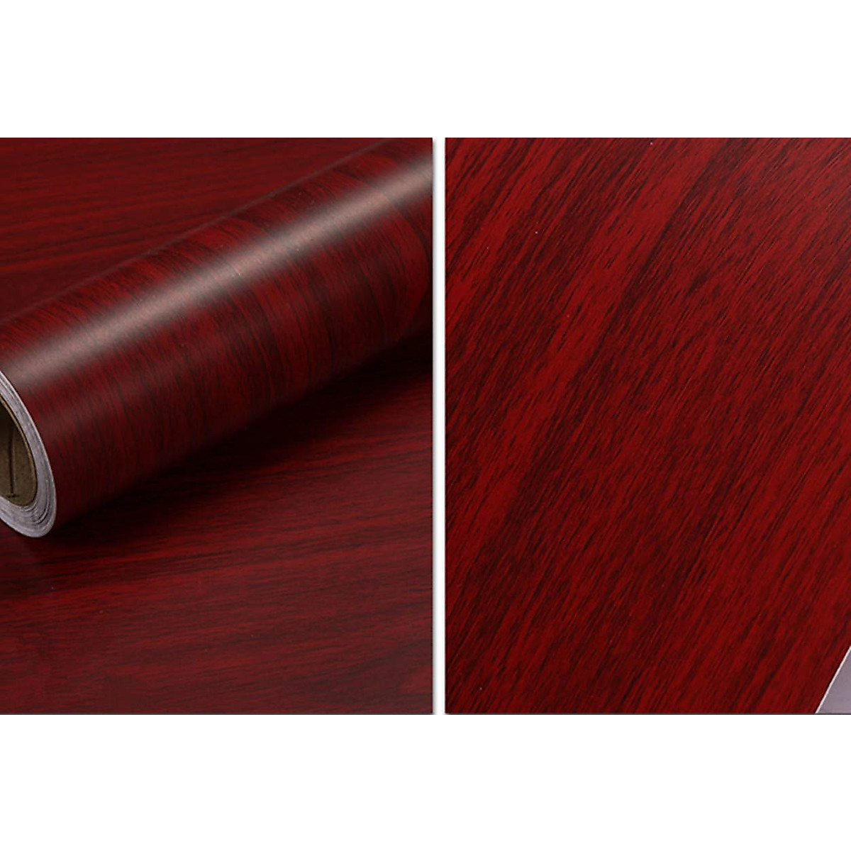 Dark Red Wood Film Peel Stick Wood Grain Wallpaper Adhesive Paper Vinyl Funitures Drawer Shelf Liners Stickers,15.8inch by 79inch