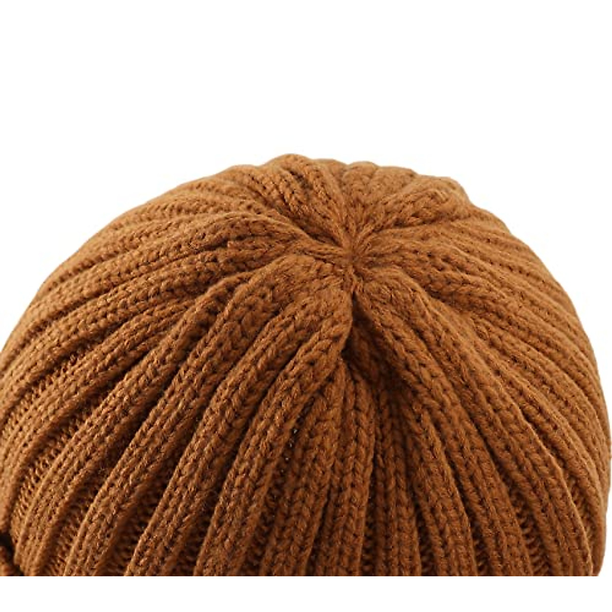 Connectyle Knit Beanie Hat for Women Acrylic Winter Hats Ribbed Warm Cuffed Skull Ski Cap Brown