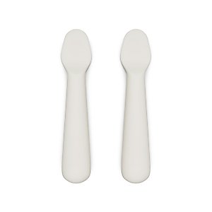 Lalo Little Spoon Set - 2 Piece Baby Spoons Set for Infants & Babies - Made From Food Grade Silicone Dishwasher Safe - Baby Feeding Essentials for Early Stage Mealtime - Oatmeal
