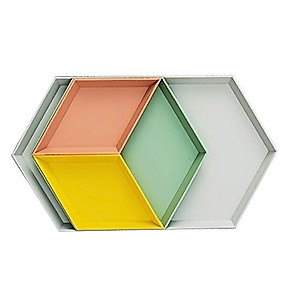 MCleanPin Trinket Dish, Unbreakable Geometric Vanity Tray,Jewelry Tray, Key Bowl,Ring Dish, Decorative Tray, Food serving tray,(4Pack,4colors) Perfect Gifts for Wedding,Birthday and Shower