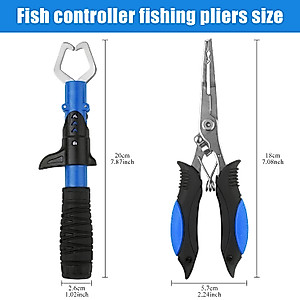 Fishing Net,Floating Folding Landing Net with 7 Inch Fishing Pliers and Fishing Lip Gripper,Fishing Gear Fihing Tool Accessories for Fish Easy Catch and Release Freshwater and Saltwater